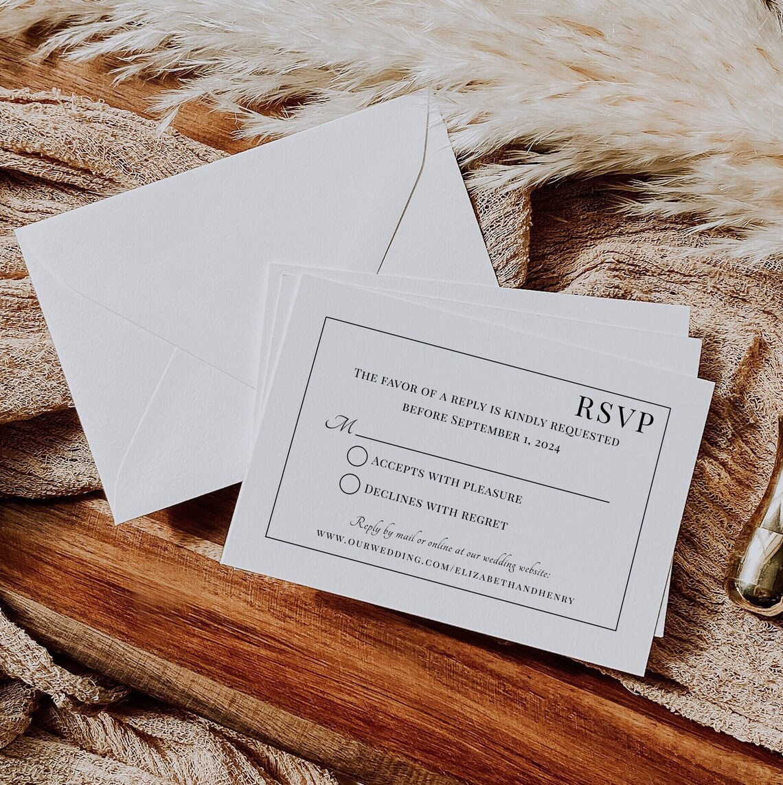 Wedding RSVP Card, Invite Acceptance Card, Invitation Reply, RSVP Card ...