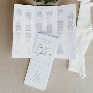 Wedding Program Template With Seating Chart, Trifold Wedding Program ...