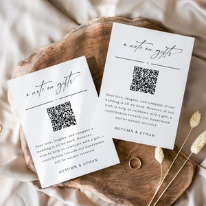 A Note on Gifts QR Code Card, Wedding Invitation Enclosure, Bridal ...