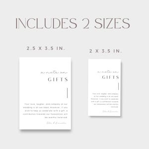 A Note on Gifts Card Template, Custom Invitation Enclosure Card ...