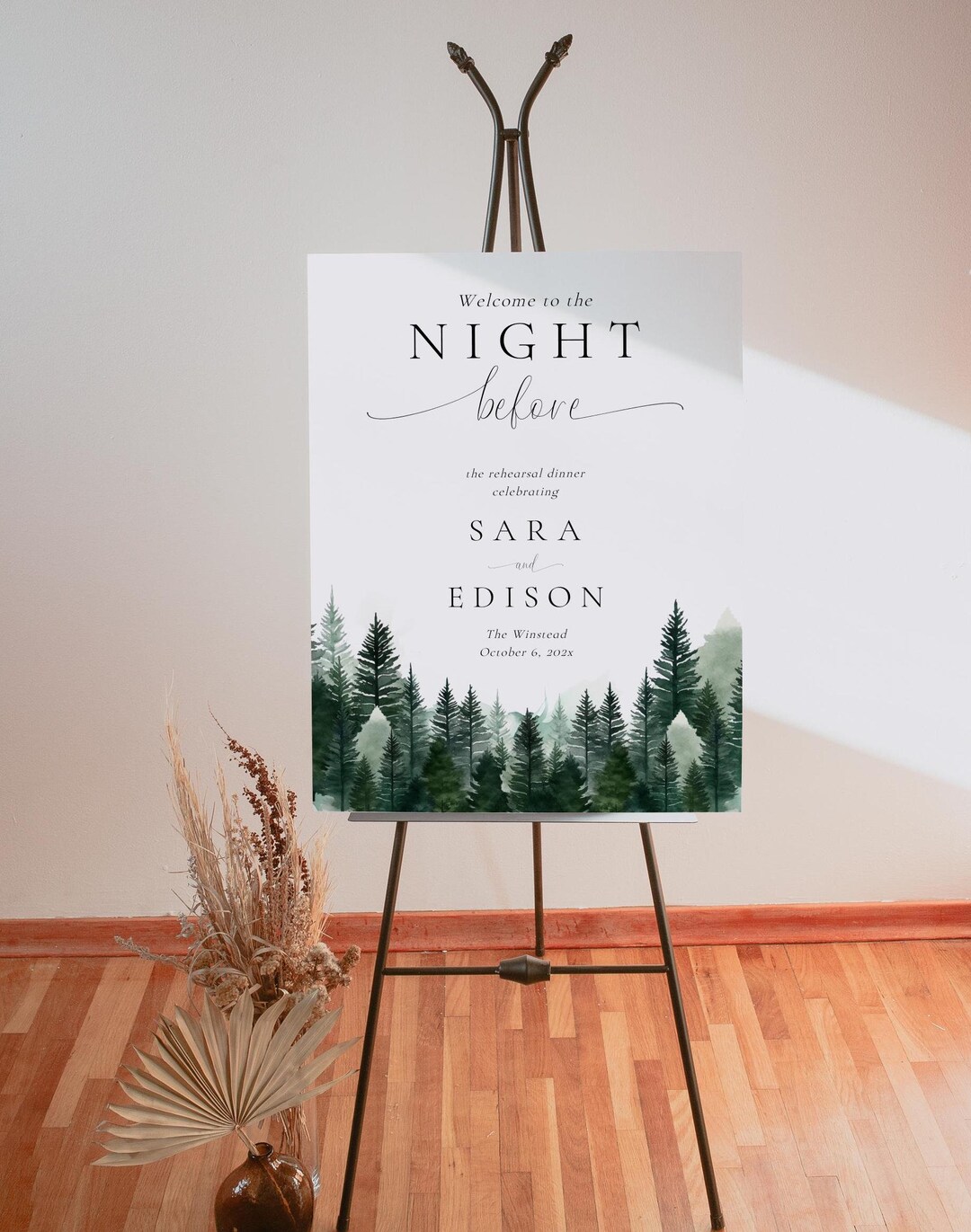 The Night Before Sign Template, Mountain Rehearsal Dinner Welcome ...