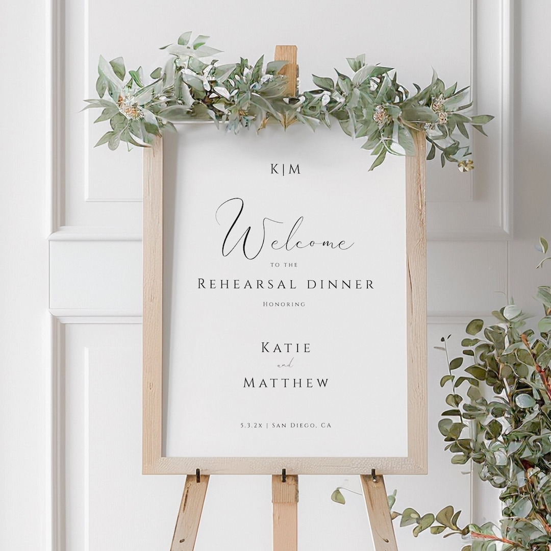 Rehearsal Dinner Sign for Easel, Wedding Rehearsal Dinner Sign Template ...