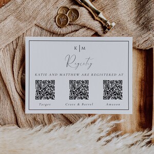 QR Code Gift Registry Card, Digital Wedding Registry Card, Elegant ...