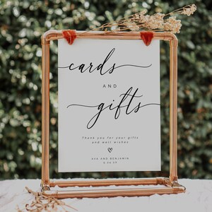 Simple Cards and Gifts Sign, Minimalist Gift Table Sign, Modern Wedding ...