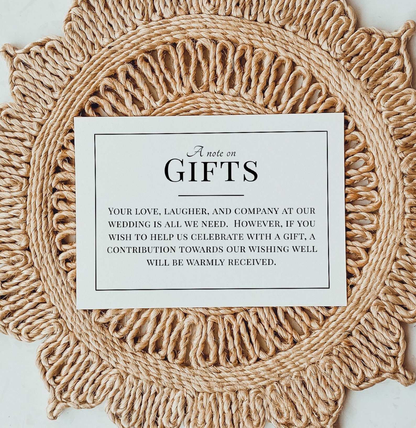 A Note on Gifts Wedding Invitation Enclosure Card Template, Honeymoon ...