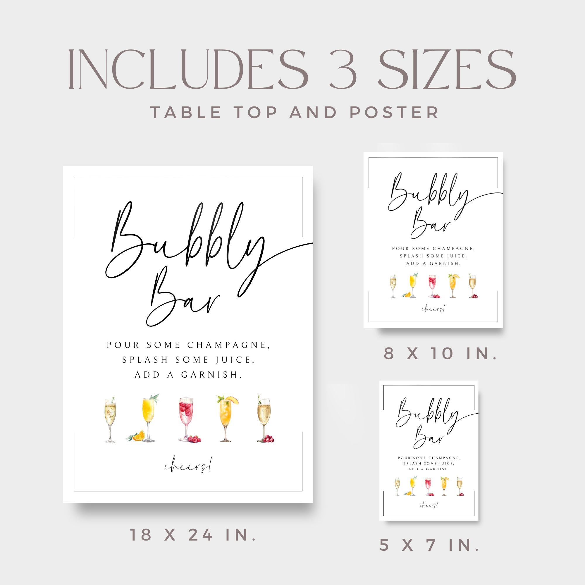Mimosa Bar Menu, Mimosa Bar Sign With Labels, Mimosa Bar Labels, Bubbly ...