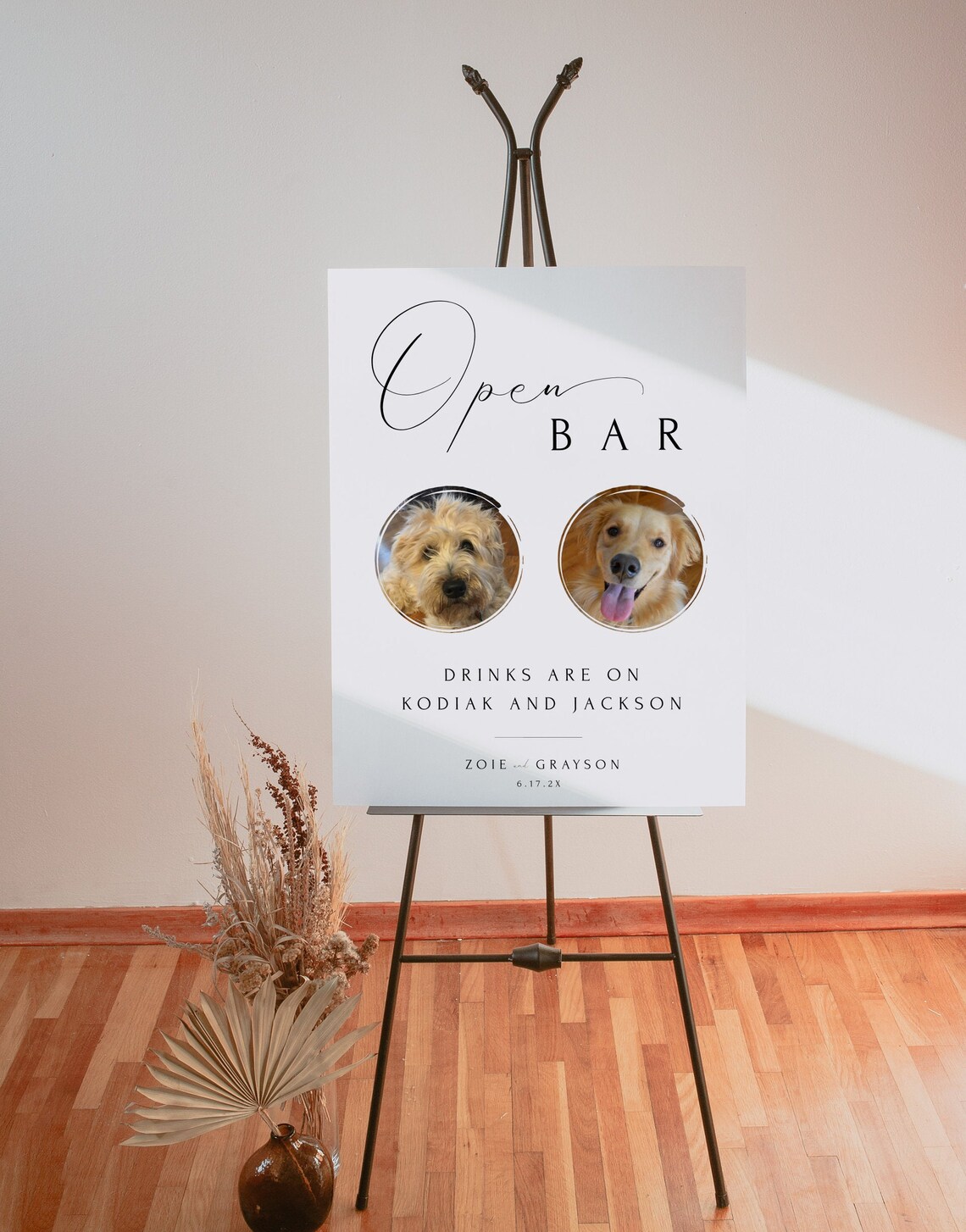 Open Bar Pet Wedding Sign, Open Bar Sign With Dog, Signature Cocktail ...