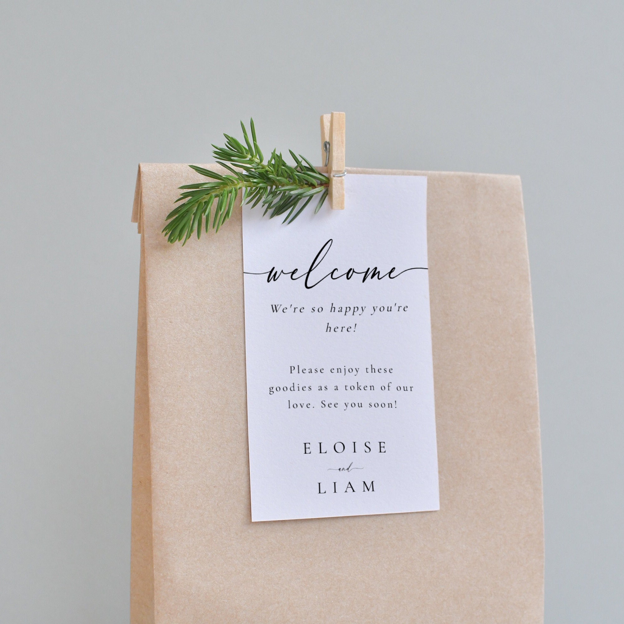 Welcome Bag Tags Modern, Destination Wedding Welcome Tag With QR Code ...