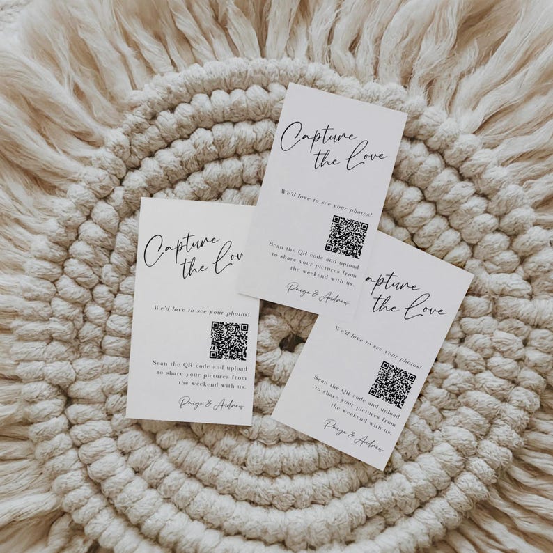 Capture the Love QR Code Wedding Card, QR Code Photo Album Card, Guest Photo Sharing, Modern ...