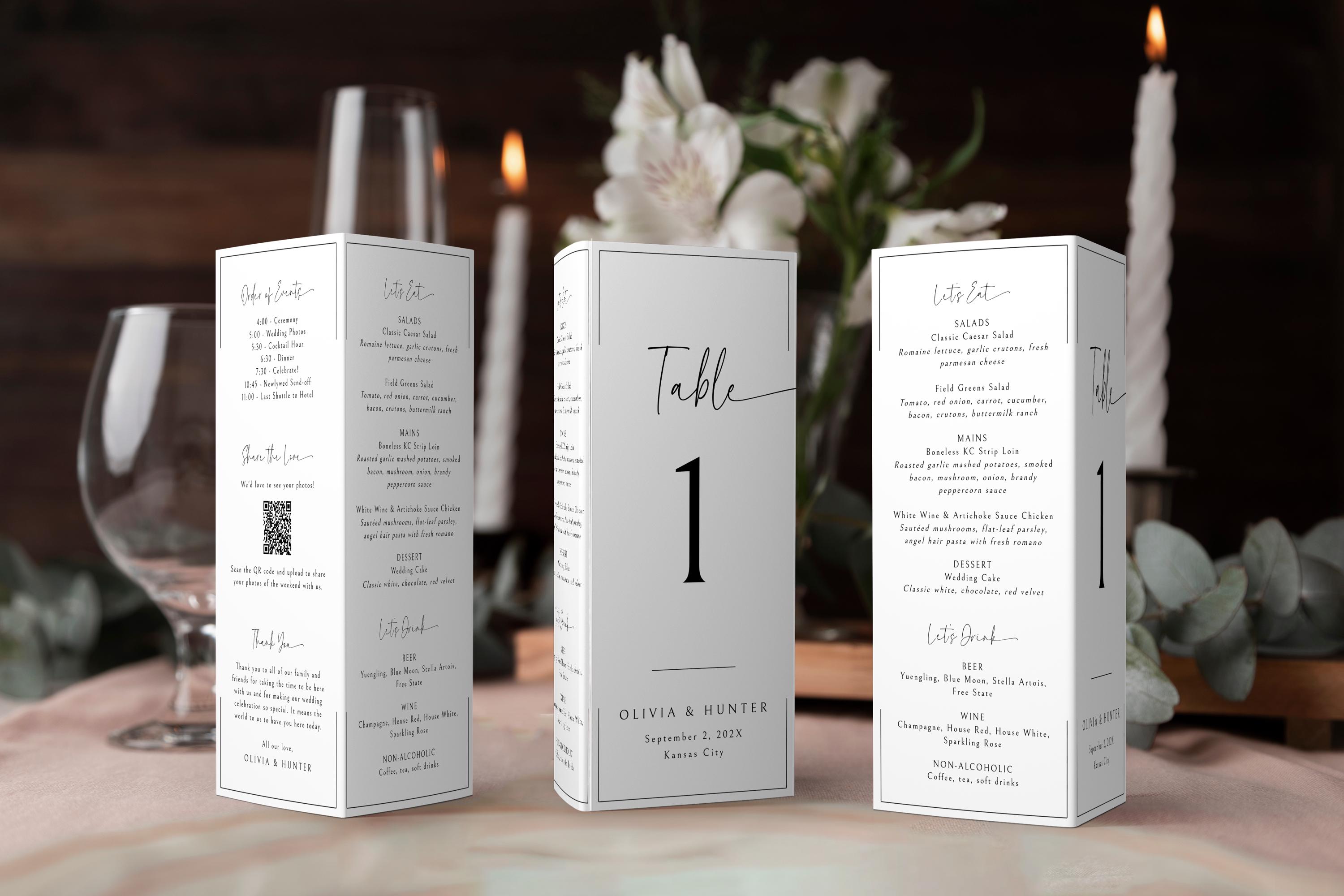 Trifold Table Numbers Template, Minimalist Wedding Tri-fold Table ...