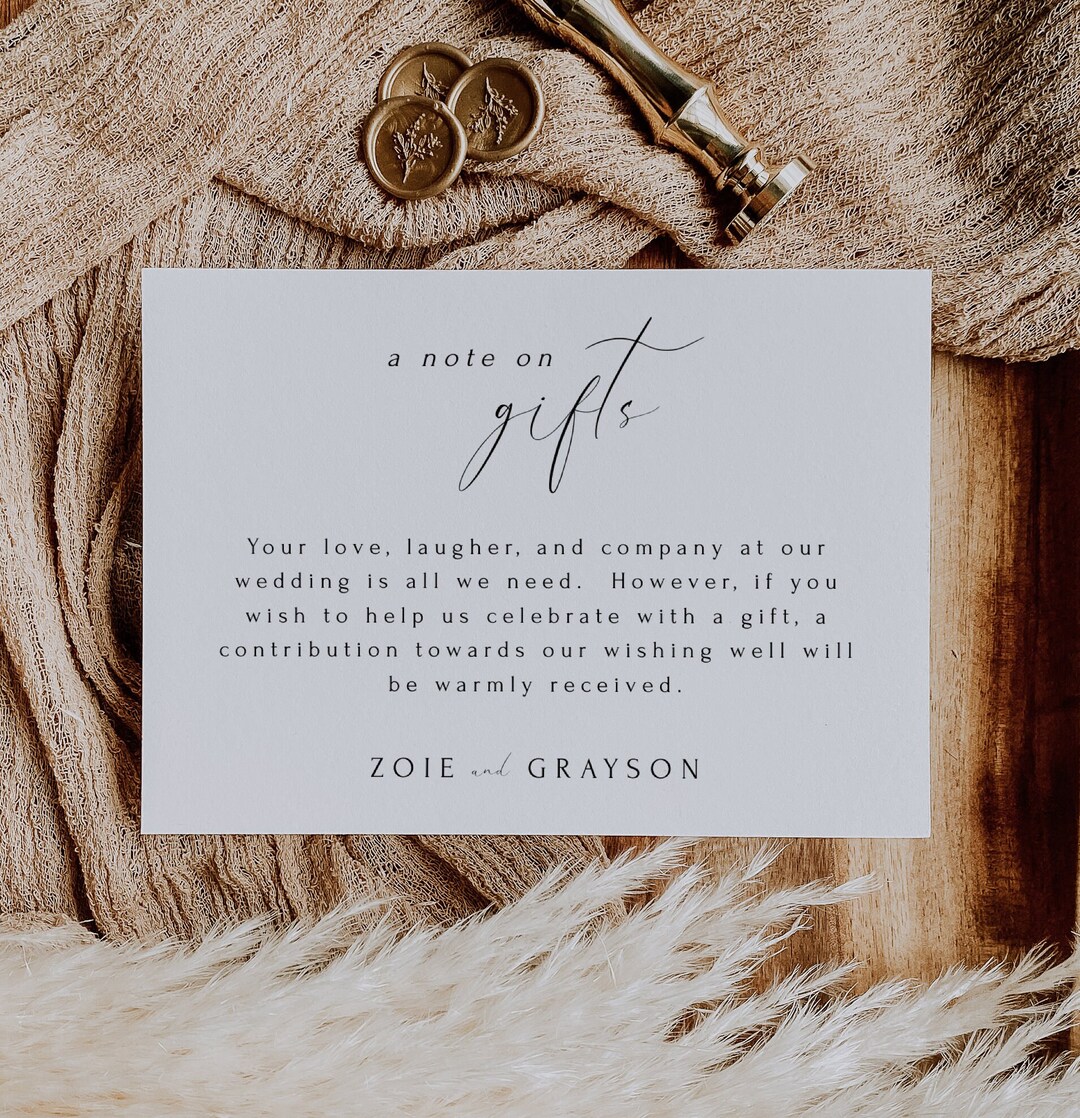 Note on Gifts Card Template, Honeymoon Fund Card Template, Wishing Well ...