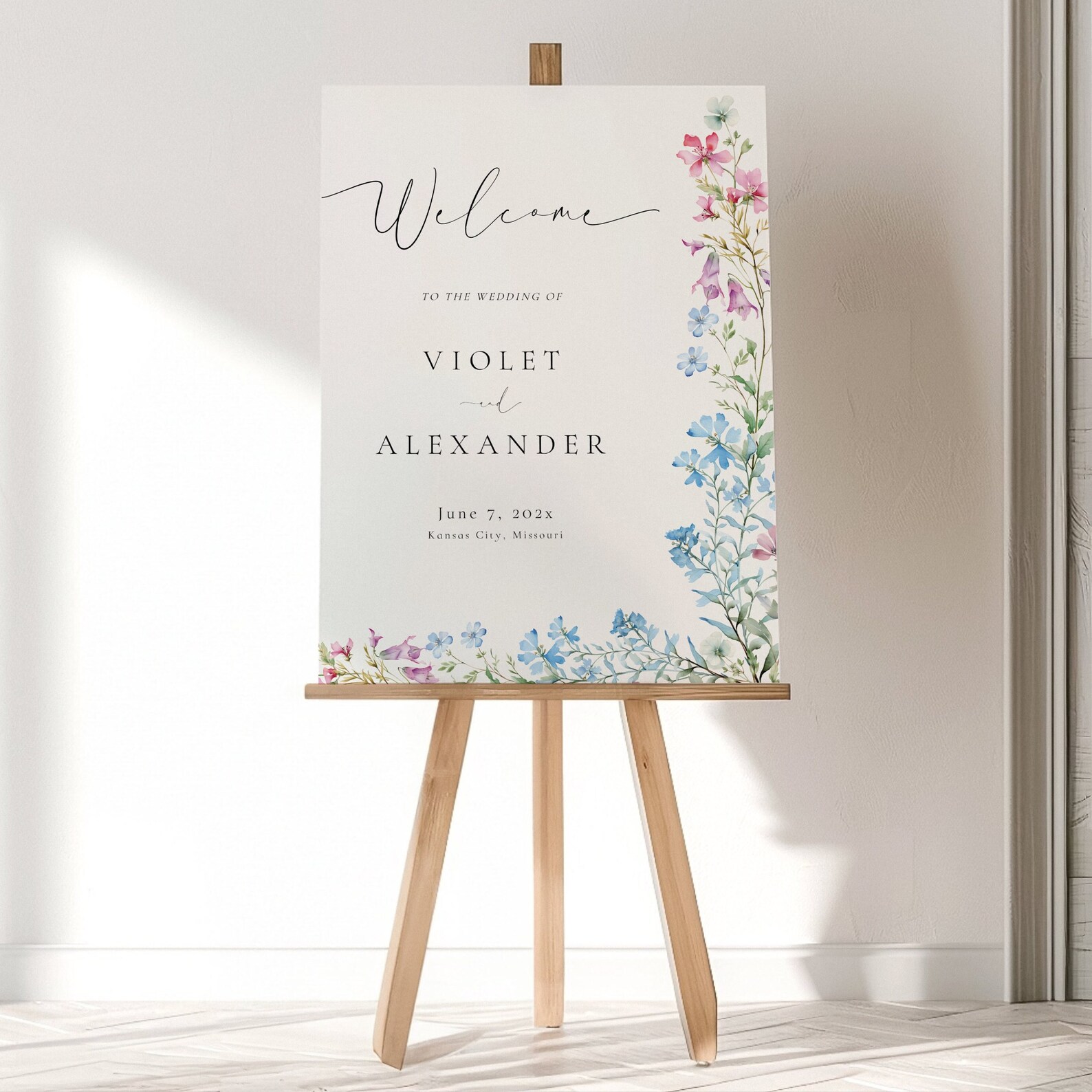 Floral Welcome Sign Template, Wildflower Wedding Sign, Wedding Welcome ...
