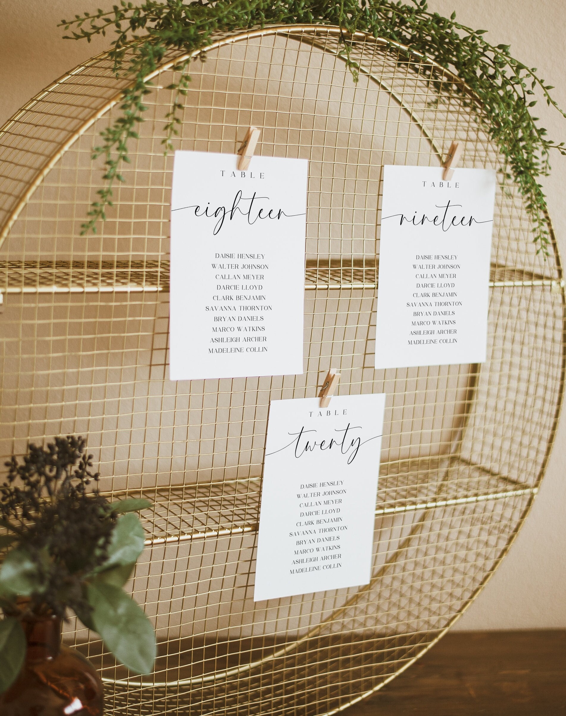 Seating Chart Card Template, Minimalist Wedding Seating Plan Cards ...
