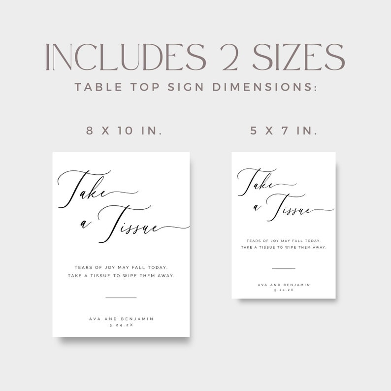 Wedding Tissues Minimalist, Happy Tears Sign Template, Bridal Shower ...