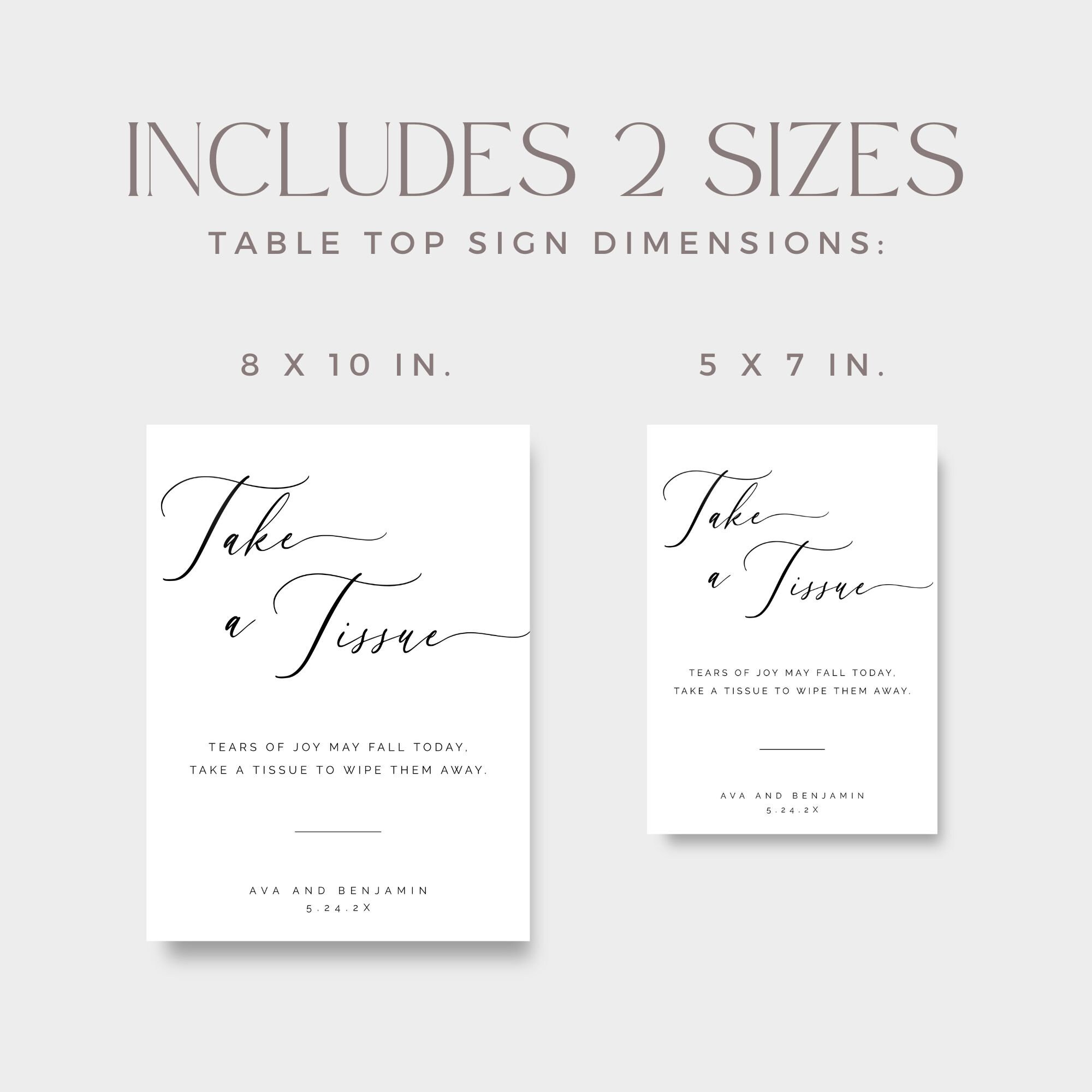 Wedding Tissues Minimalist, Happy Tears Sign Template, Bridal Shower ...