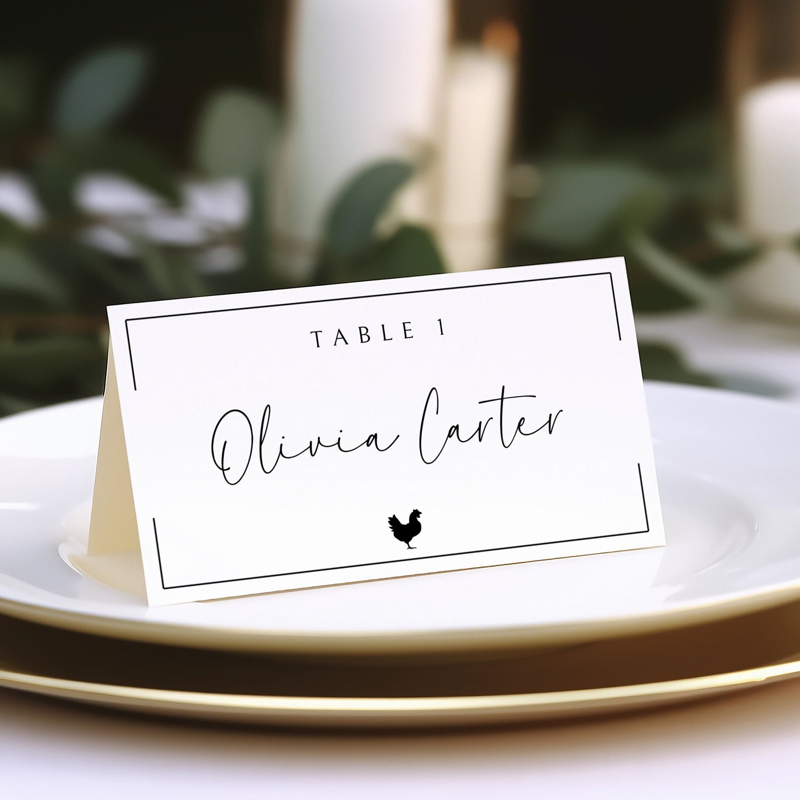 Place Cards With Menu Icon, Place Cards With Border, Meal Choice Place ...