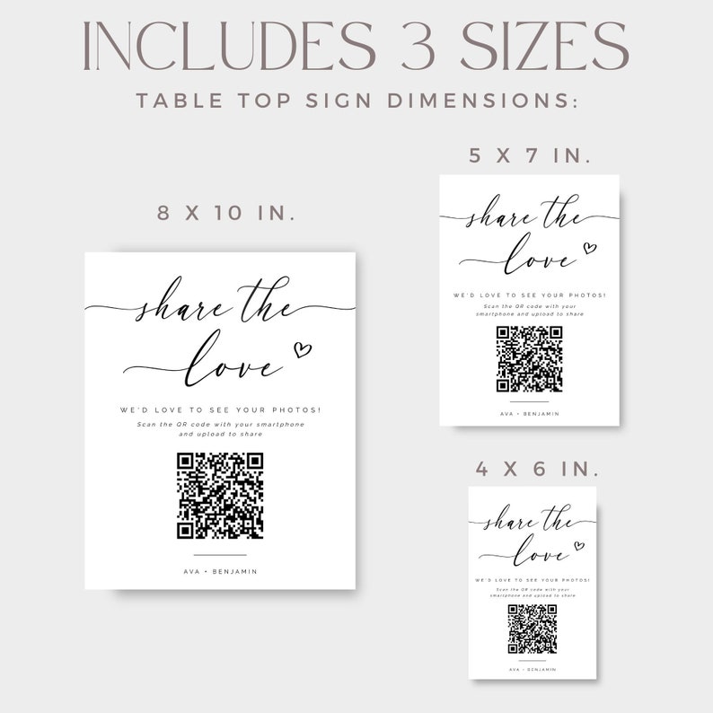 QR Code Wedding Photo Album, QR Code Wedding Photos Sign, Share the ...
