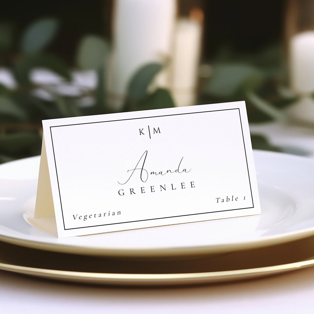 Place Card With Meal Option, Meal Choice Place Cards Wedding, Modern ...