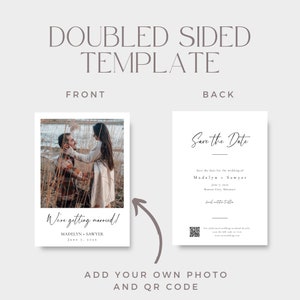 Save the Date Photo and QR Code, Instant Camera Style Save the Date ...
