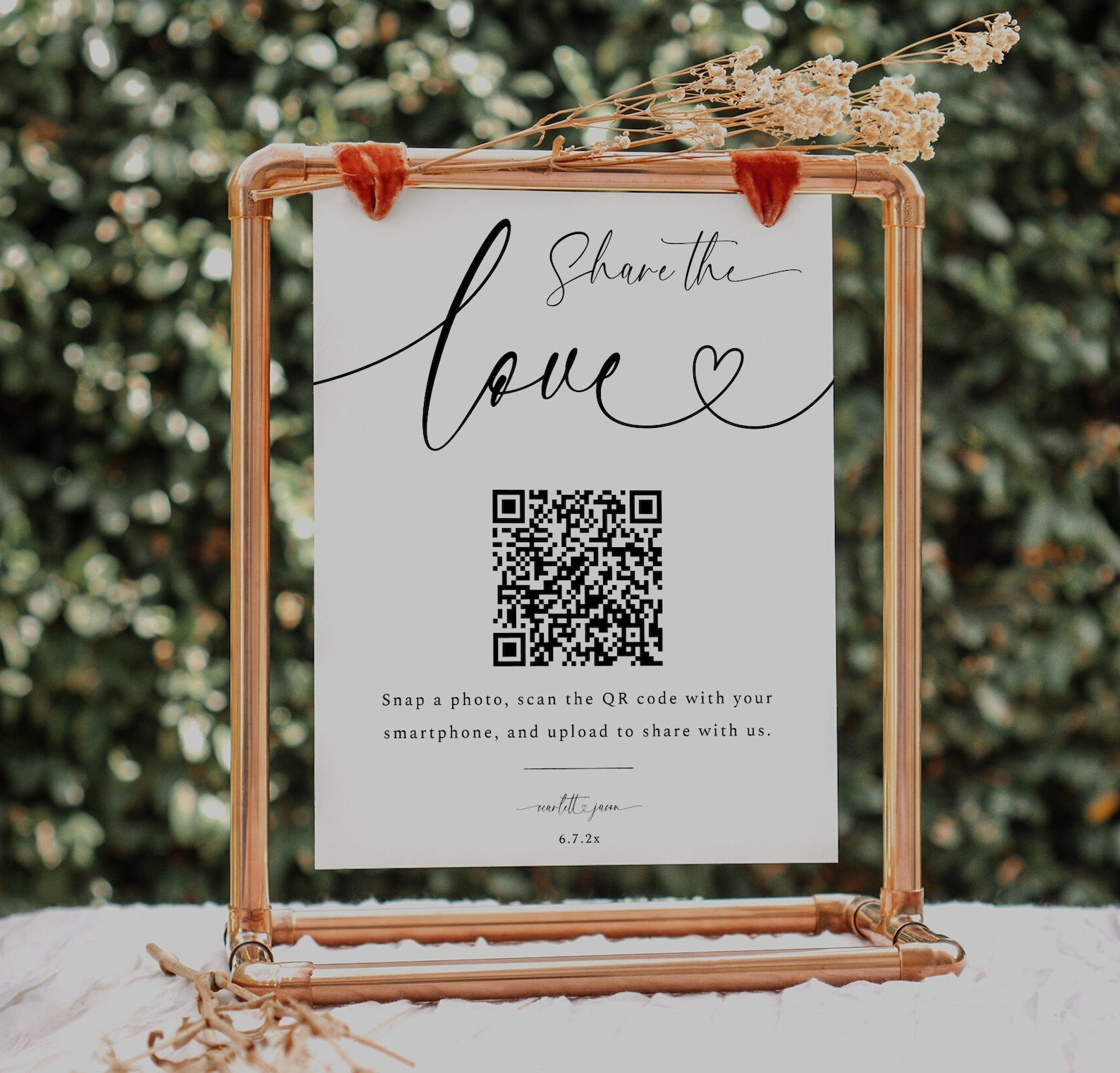 Share the Love QR Code Sign Template, QR Code Wedding Photo Album ...