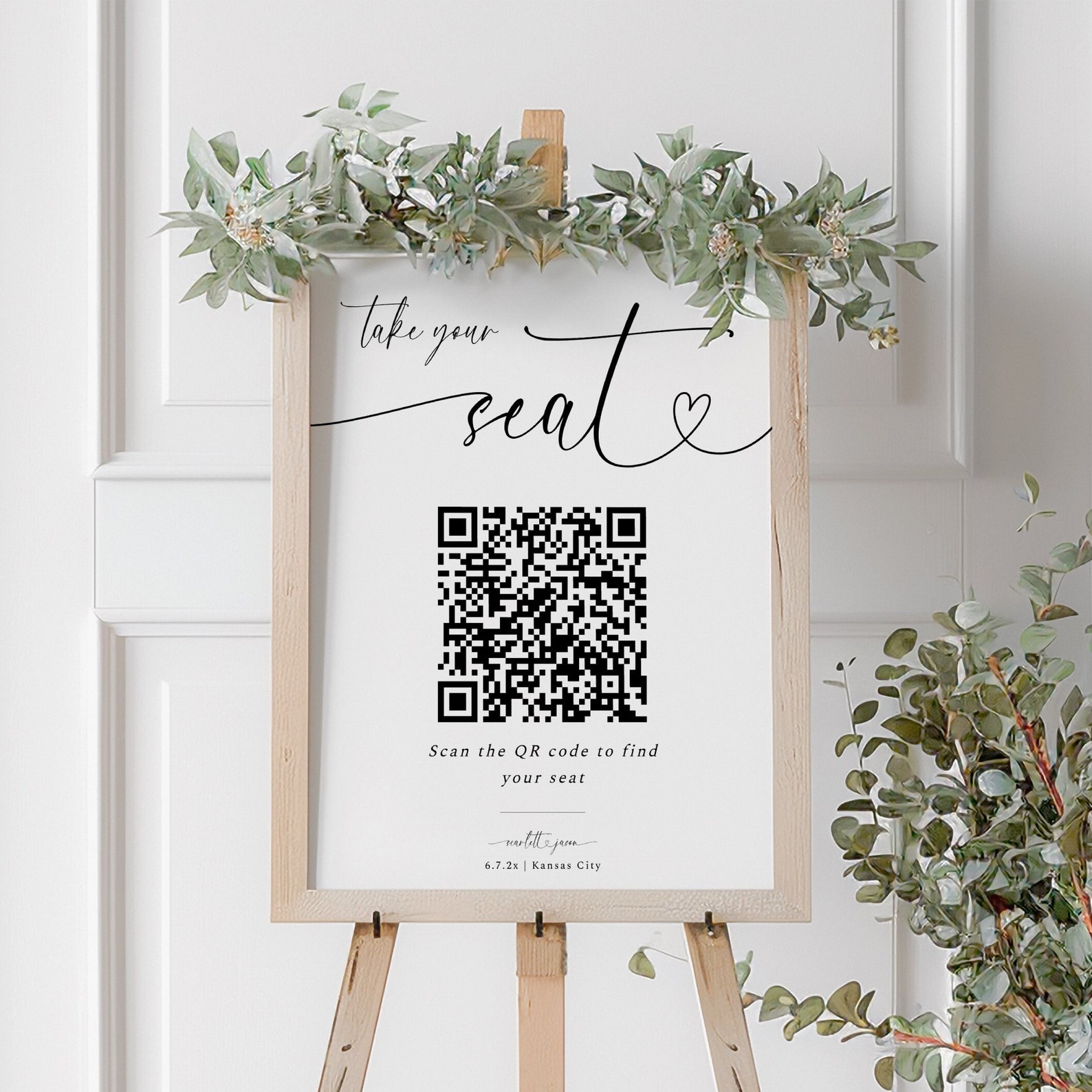 Seating Chart With QR Code, Wedding Seating Plan Sign, Take Your Seat ...