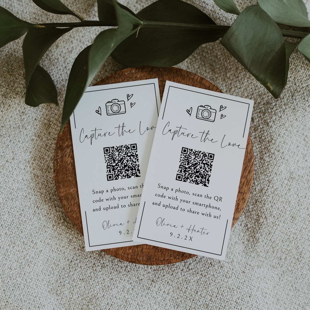 Capture the Love QR Code Wedding Sign, QR Code Photo Album Sign, Guest ...