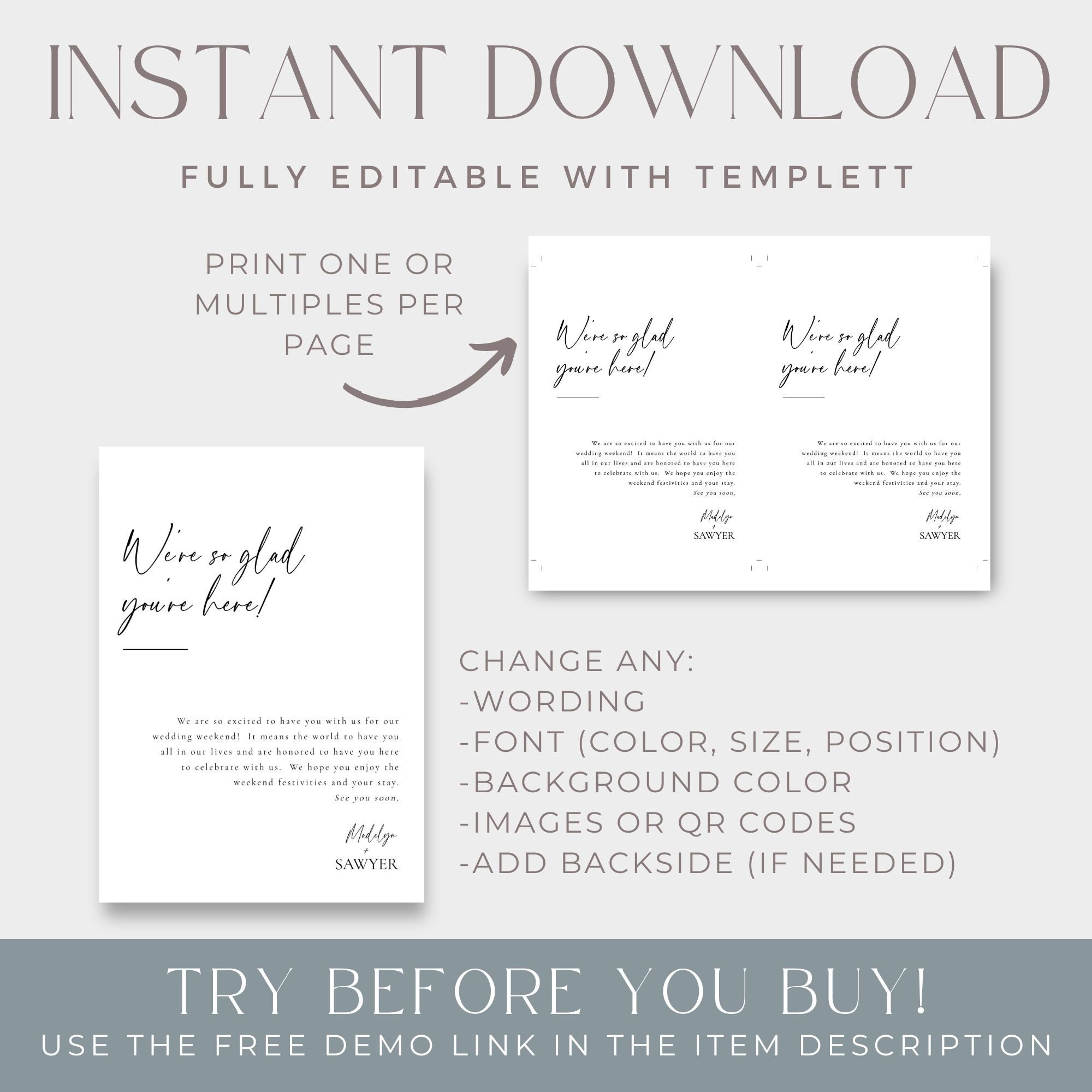 Welcome Letter and Timeline Card Template, Weekend Events, Infographic ...
