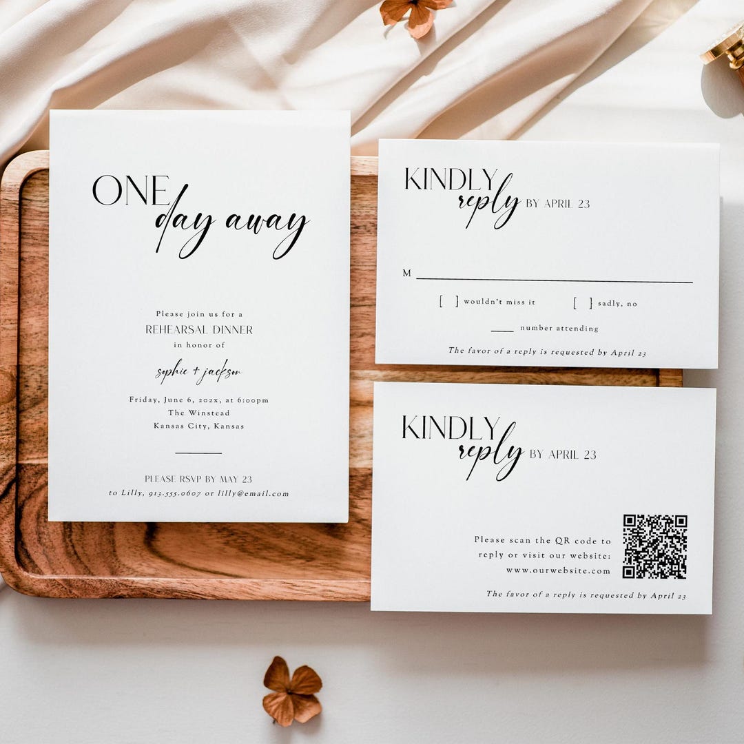 Rehearsal Dinner Invitation With QR Code, Downloadable Invitations One ...