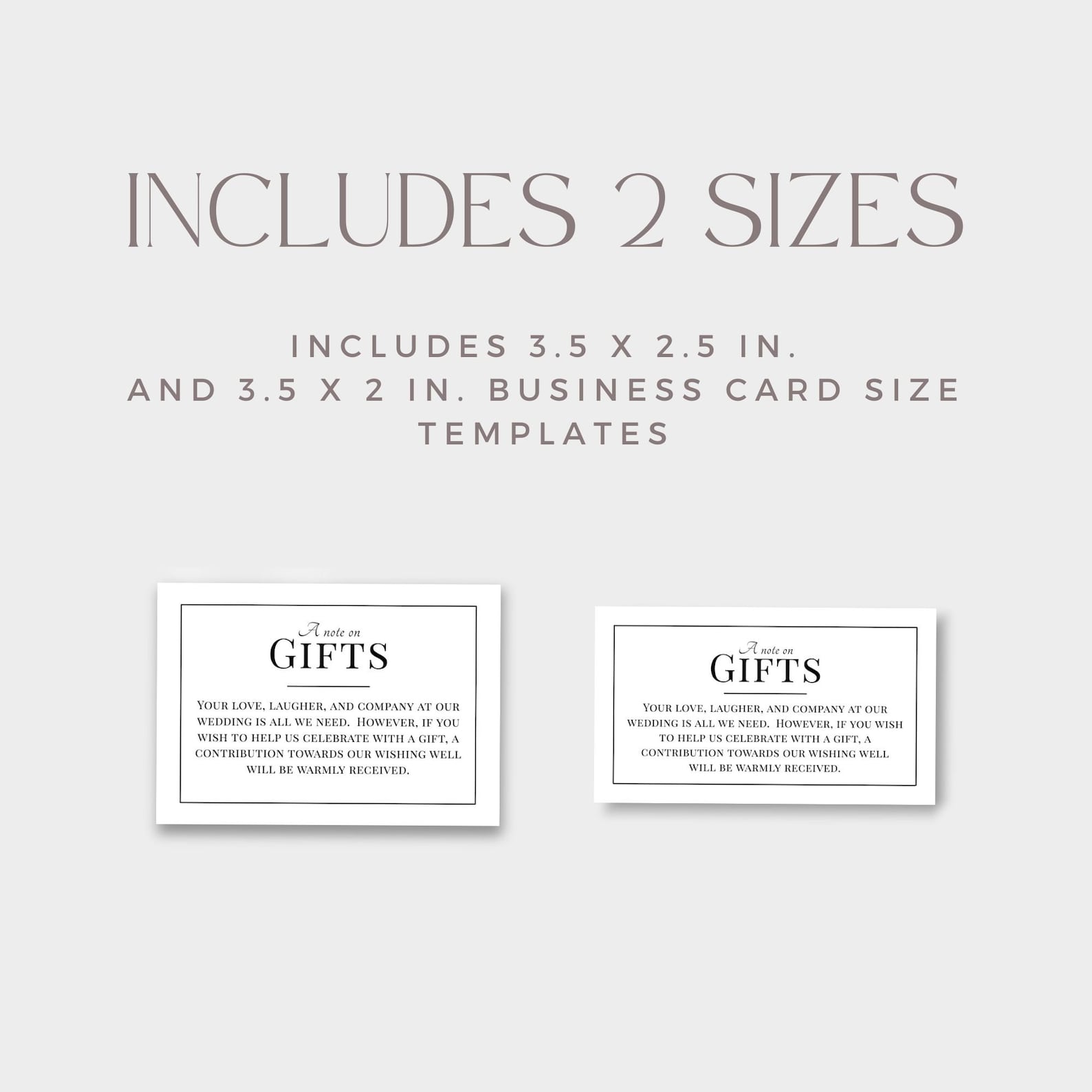 A Note on Gifts Wedding Invitation Enclosure Card Template, Honeymoon ...