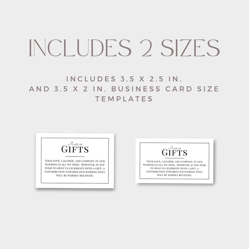 A Note on Gifts Wedding Invitation Enclosure Card Template, Honeymoon ...