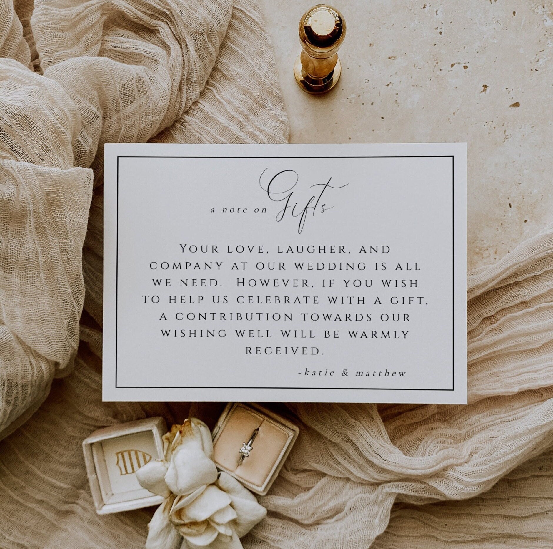 A Note on Gifts Wedding Invitation Enclosure Card Template, Honeymoon ...