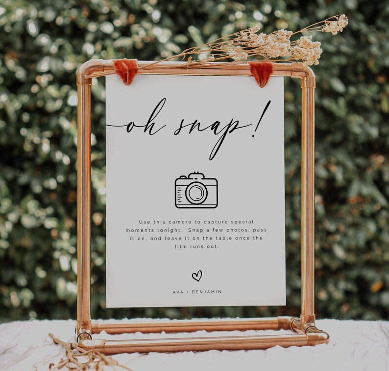 Wedding Disposable Camera Sign, Oh Snap Sign Template, Can't Wait to ...