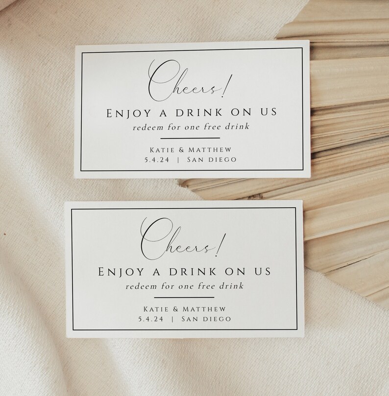 Minimal Wedding Drink Voucher, Wedding Drink Tickets Template, This One ...
