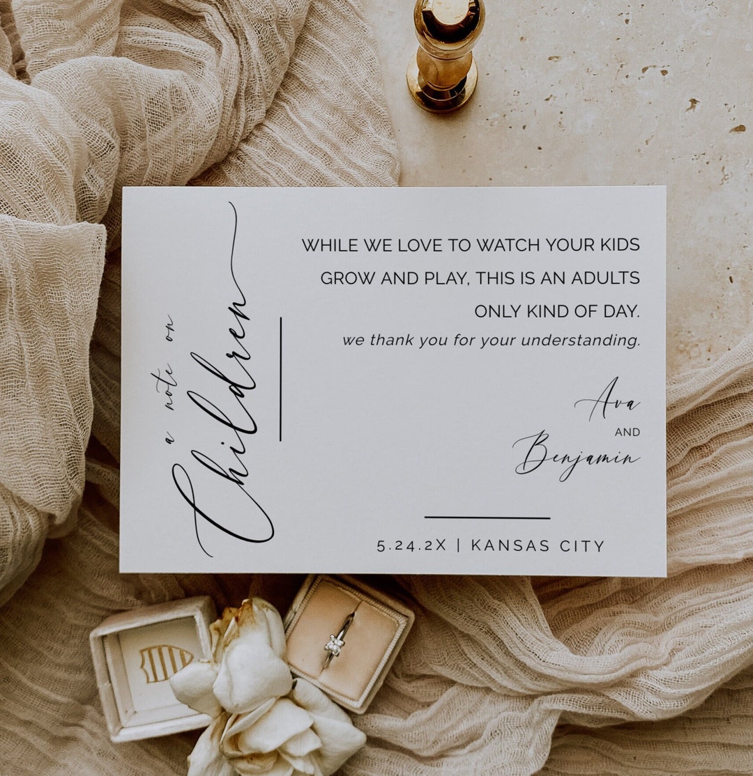 A Note on Children Insert Card, Insert Card for Wedding, Wedding Detail ...