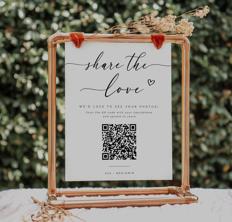 QR Code Wedding Photo Album, QR Code Wedding Photos Sign, Share the ...