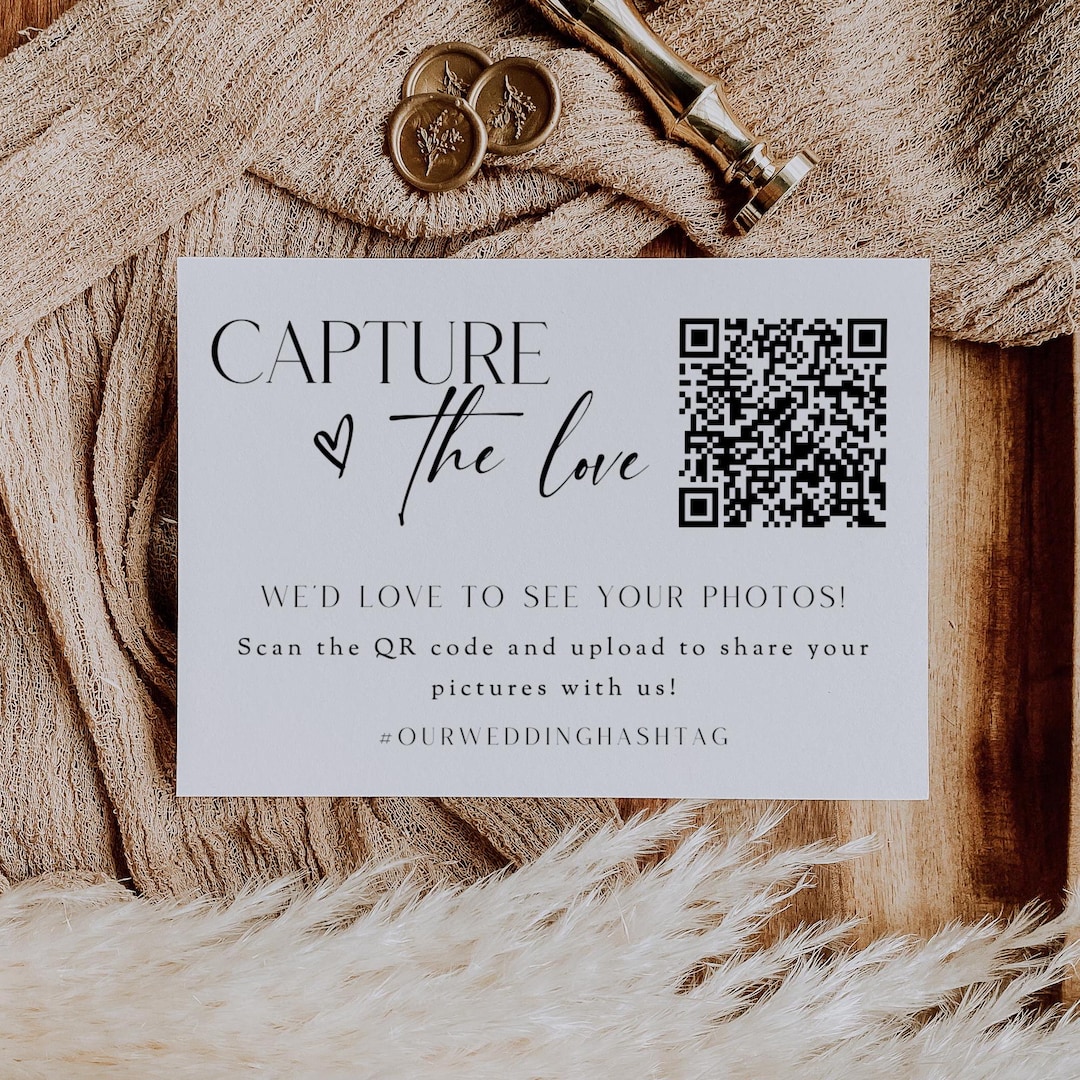QR Code Photo Album Card Template, Capture the Love, QR Code Wedding ...