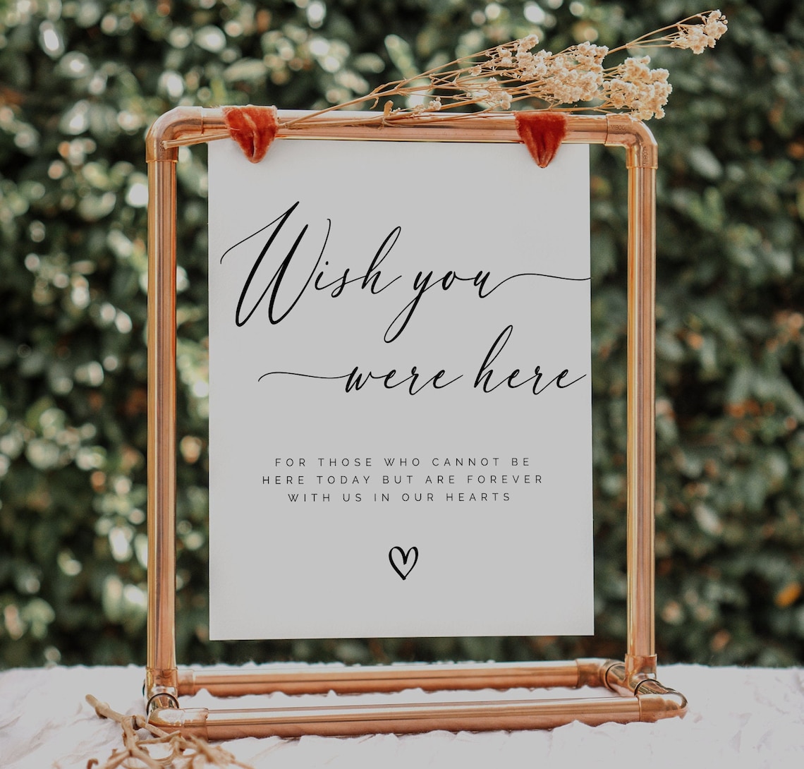 Wish You Were Here Wedding Sign, in Loving Memory, Modern Wedding Sign ...