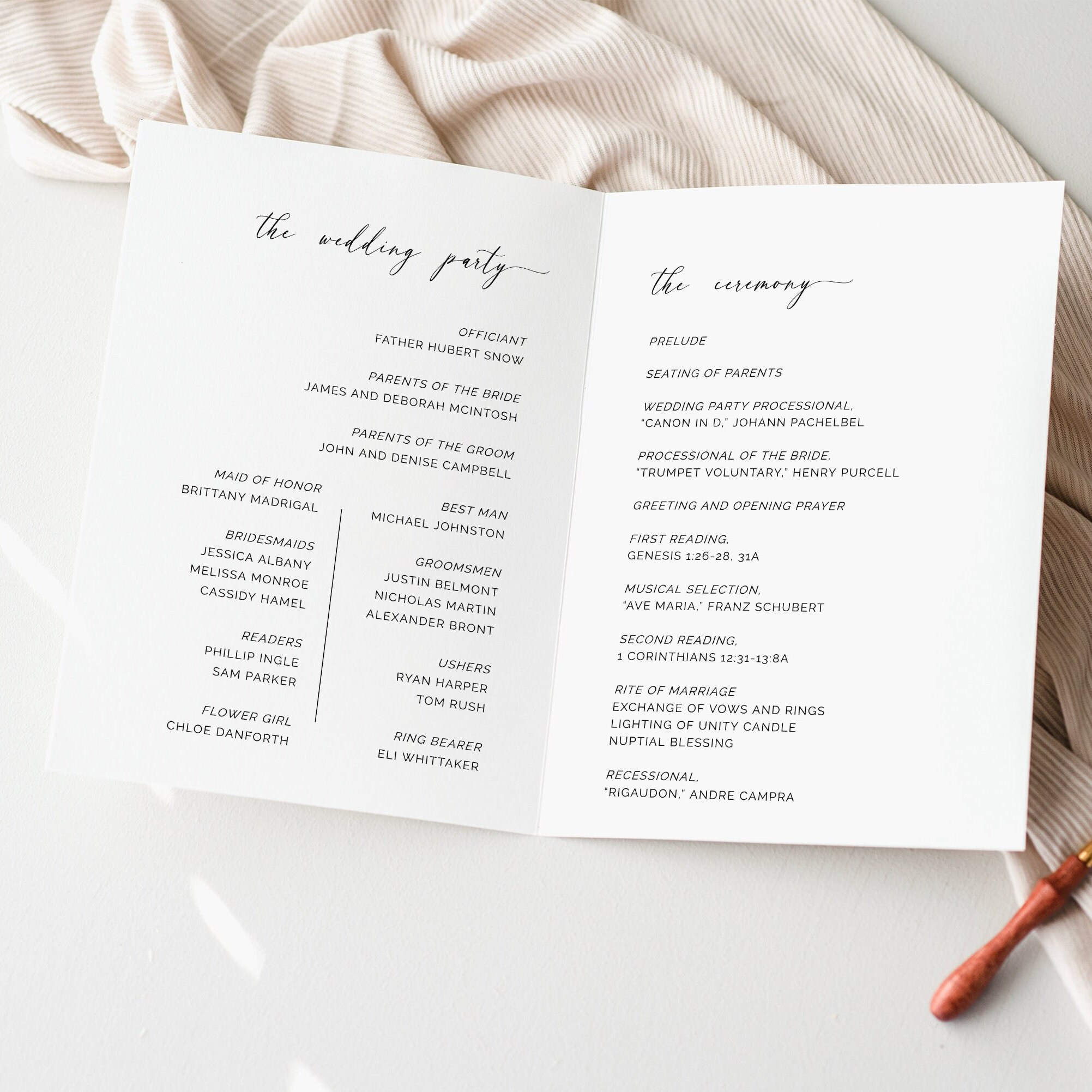 Church Wedding Program Template Instant Download, Wedding Program Bi ...