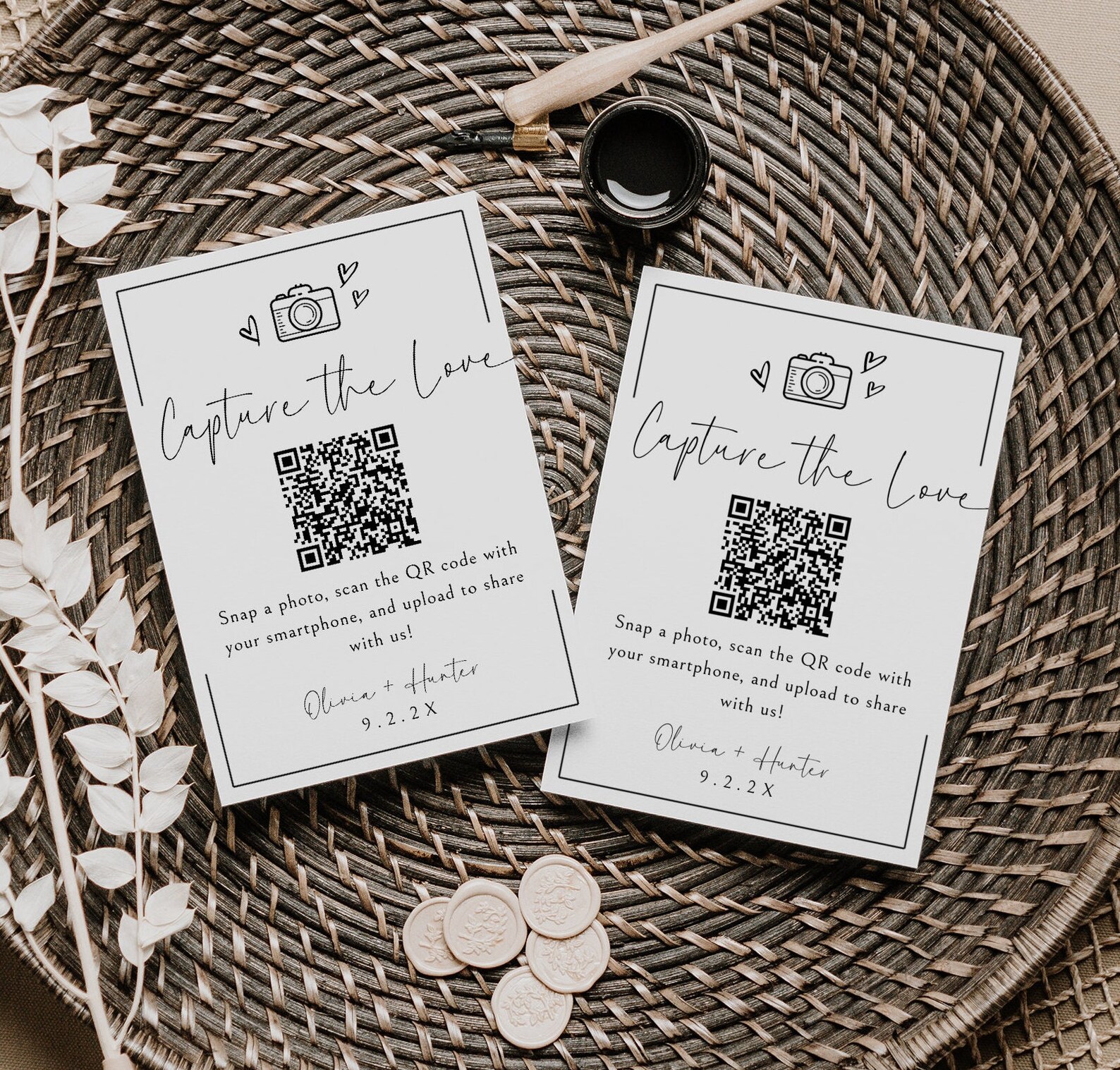 Capture the Love QR Code Wedding Card, QR Code Photo Album, Guest ...