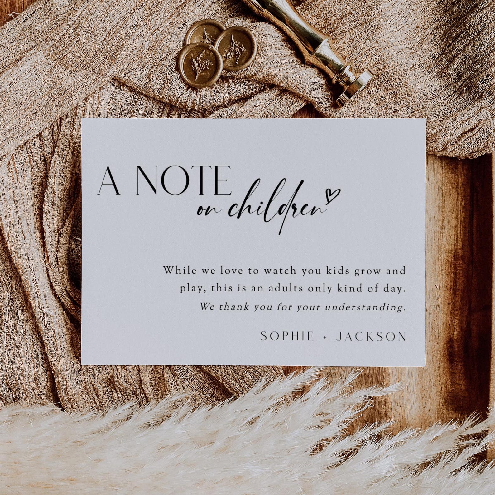 A Note on Children Insert Card Template, Custom Invitation Enclosure ...