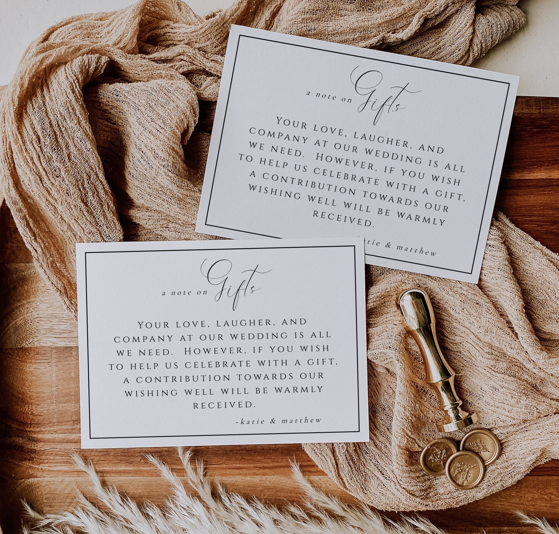 A Note on Gifts Wedding Invitation Enclosure Card Template, Honeymoon ...