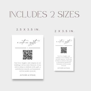 A Note on Gifts QR Code Card, Wedding Invitation Enclosure, Bridal ...