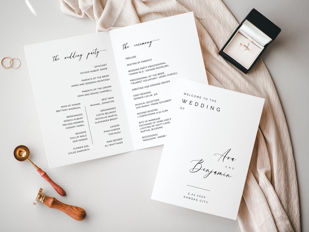 Church Wedding Program Template Instant Download, Wedding Program Bi ...