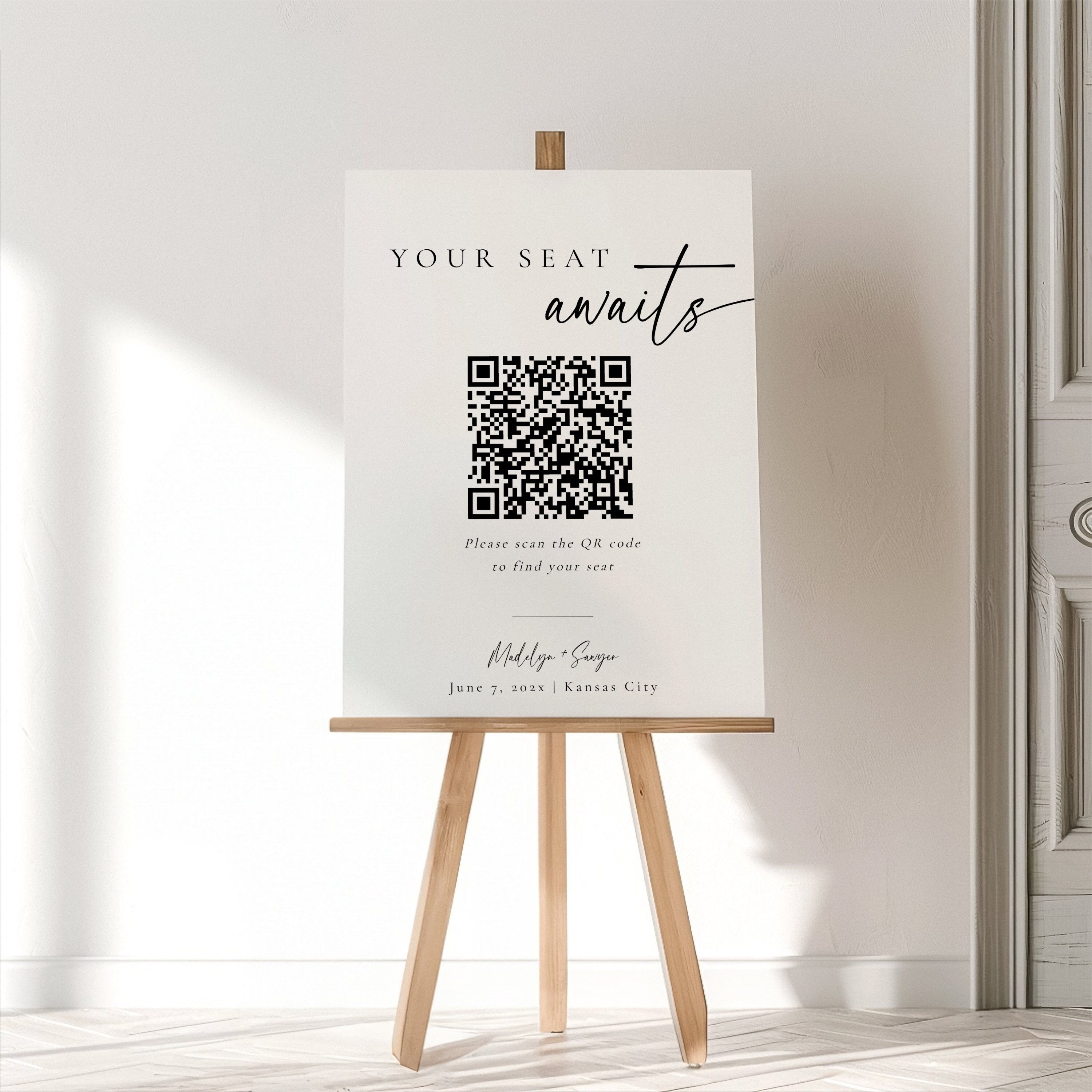QR Code Sign Seating Chart Template, Digital Seating Plan, Your Seat ...
