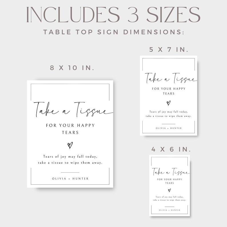 Happy Tears Template, Take A Tissue Sign, for Your Happy Tears, Wedding ...
