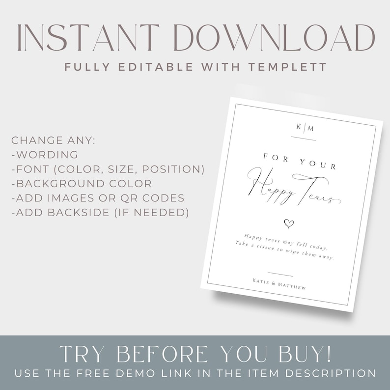 Happy Tears Sign Template, , Editable Instant Download- SS003 - Etsy
