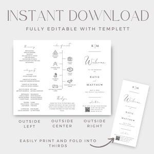 Trifold Wedding Program Seating Chart Template, Alphabetical Seating ...