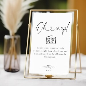 Wedding Disposable Camera Sign Template, Oh Snap Sign, Wedding Camera I ...