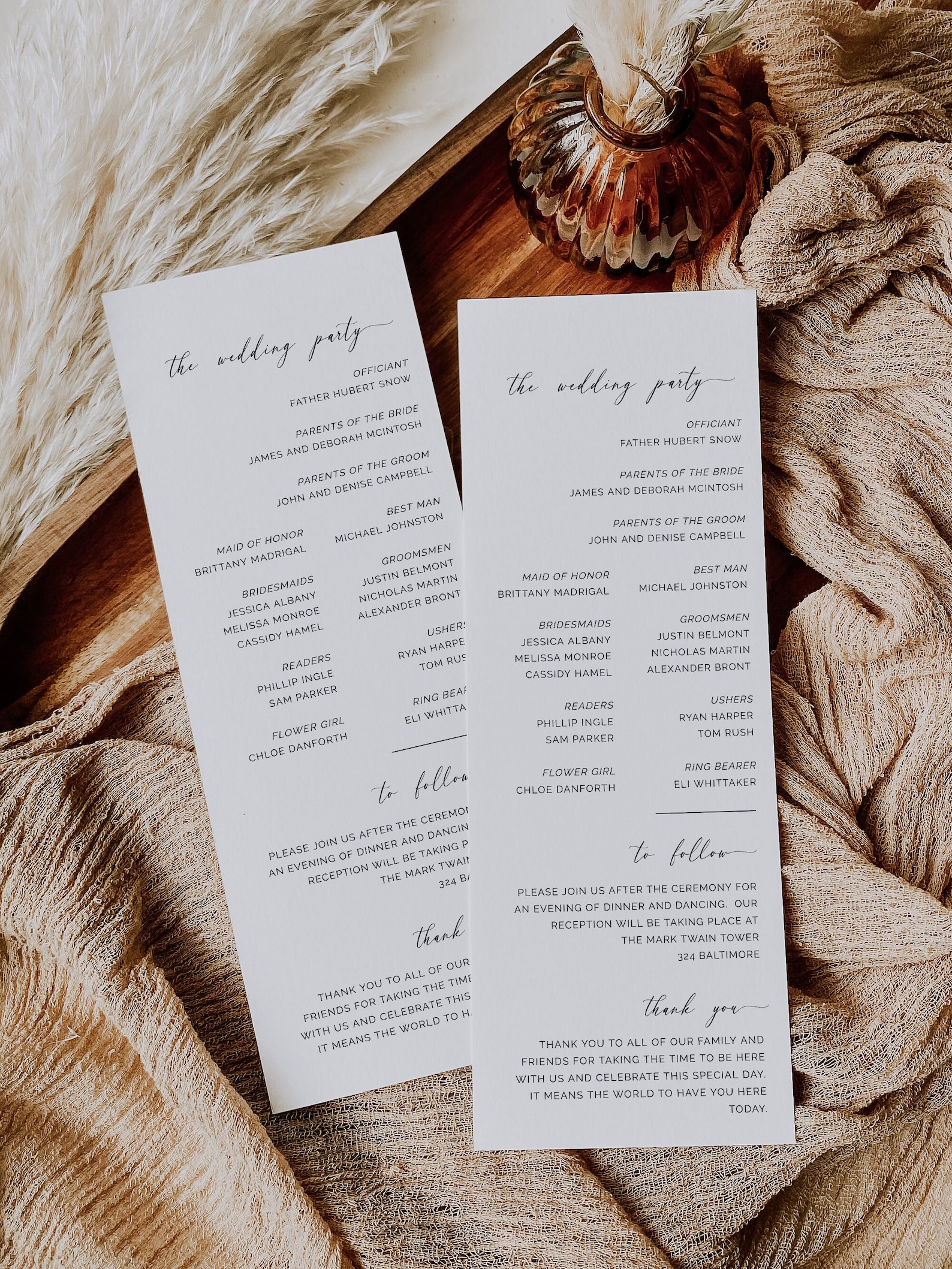 One Page Wedding Program, Catholic Wedding Program No Mass, Traditional ...