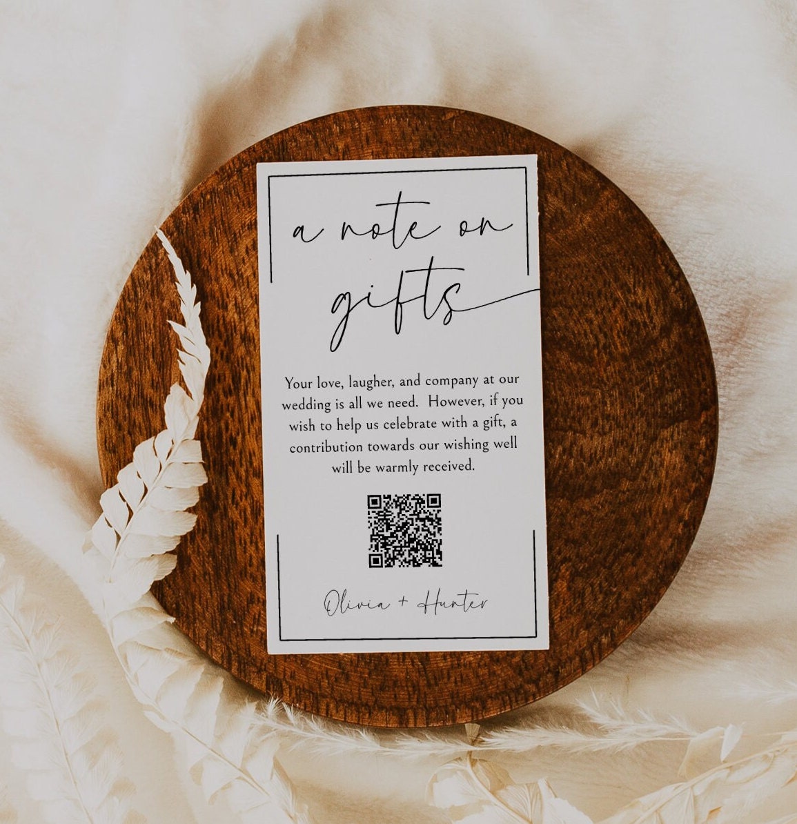 Wedding Note on Gifts, QR Code Gift Registry, Custom Invitation ...